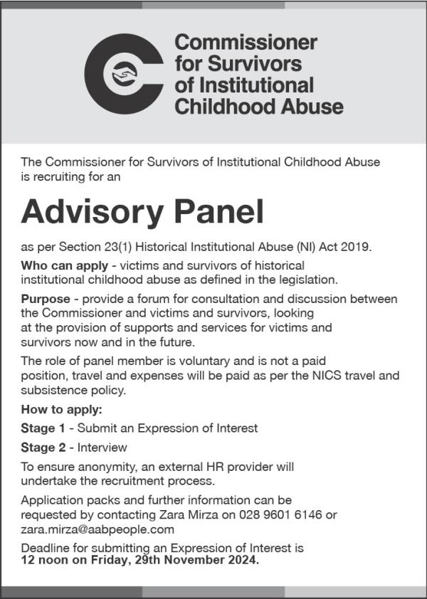 Advisory Panel recruitment now open | The Commissioner for Survivors of ...